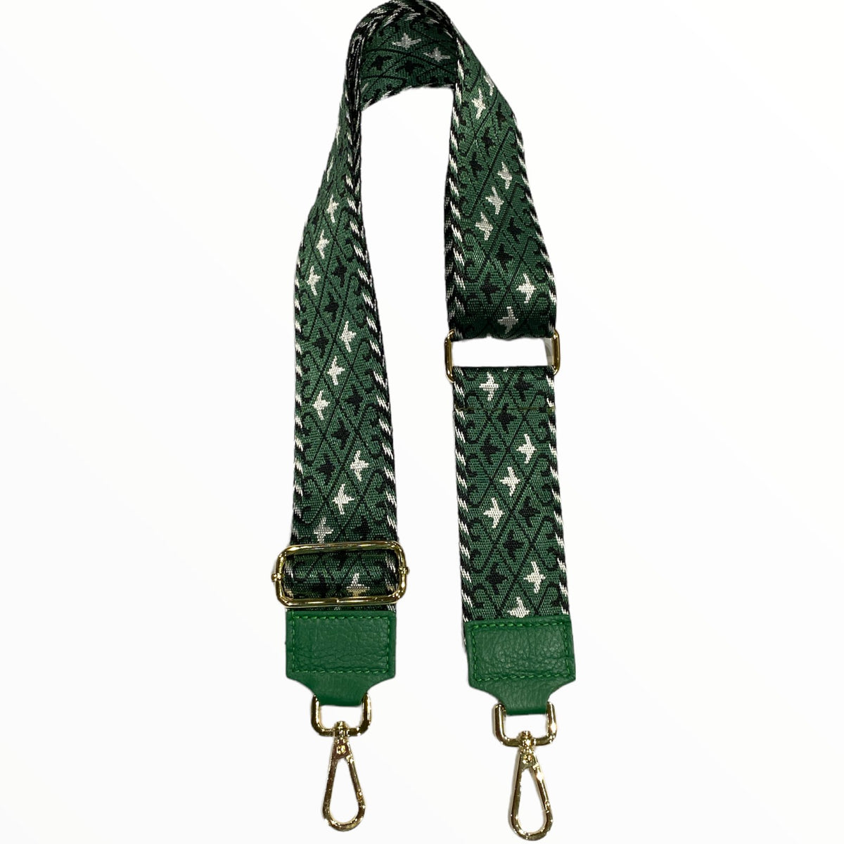 Green adjustable strap with leather details – carouzou